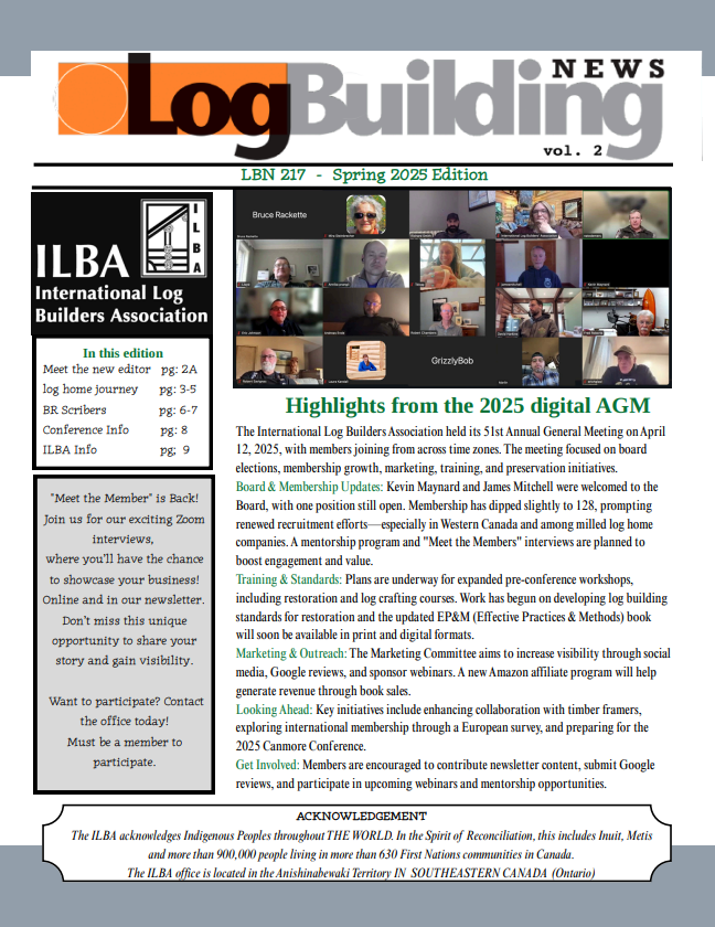 Log Building Newsletter (log into your member account to view ...
